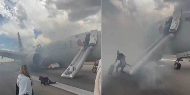 American Airlines Plane Tyre Catches Fire During Landing at Denver ...